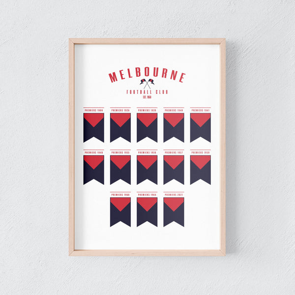 Melbourne Demons Premiership Flag Poster AFL VFL Premiers Wall Art Pri ...